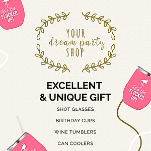 Let's Get Flocked UP! 12oz Flamingo Wine Tumbler With Lid and Straw, Flamingo Cup Perfect for Birthday Party, Bachelorette Party, and Bridal Shower Flamingo Wine Glass