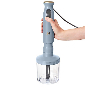 The Beautiful 2-Speed Immersion Blender with Chopper & Measuring Cup, Cornflower Blue by Drew Barrymore