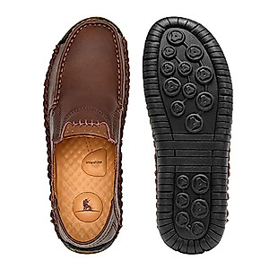 ENLEN&BENNA Men's Loafers Slip-On Casual Leather Dress Shoes Lightweight Comfortable Driving Walking Shoes Dark Brown Size 10.5