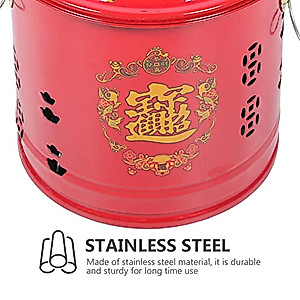 Enamel Fire Cage Burn Barrel Incinerator Cage Can: Stainless Steel Incinerator Fire Bin 28cm Ancestor Money Burning Pot Sacrificial Ash Bucket for Home Office Outdoor Garden Fire Pit Bucket