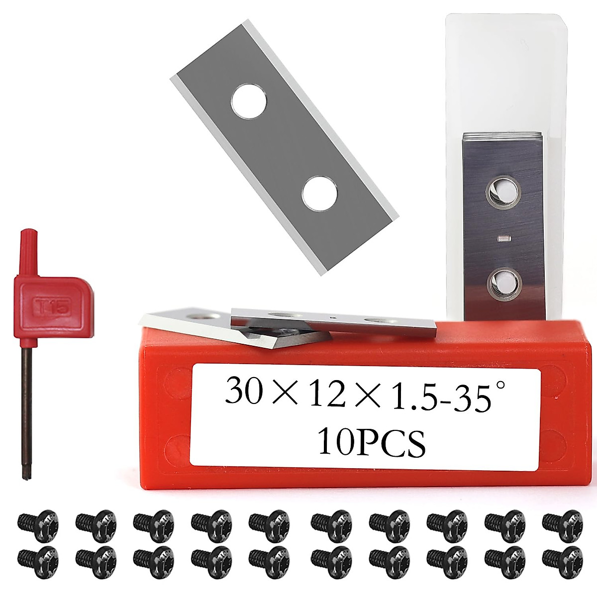30mm Carbide Inserts Cutters Scraper Blades 1.18" 2 Edges for Paint Scrapers Woodworking Spiral Helical Planer Cutter Head Flush Trim Bit Lathe Turning Tools, 30x12x1.5mm 10pcs