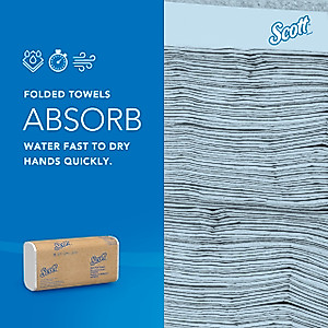 Scott Essential Multifold Paper Towels (01804) with Fast-Drying Absorbency Pockets, White, 16 Packs / Case, 250 Multifold Towels / Pack