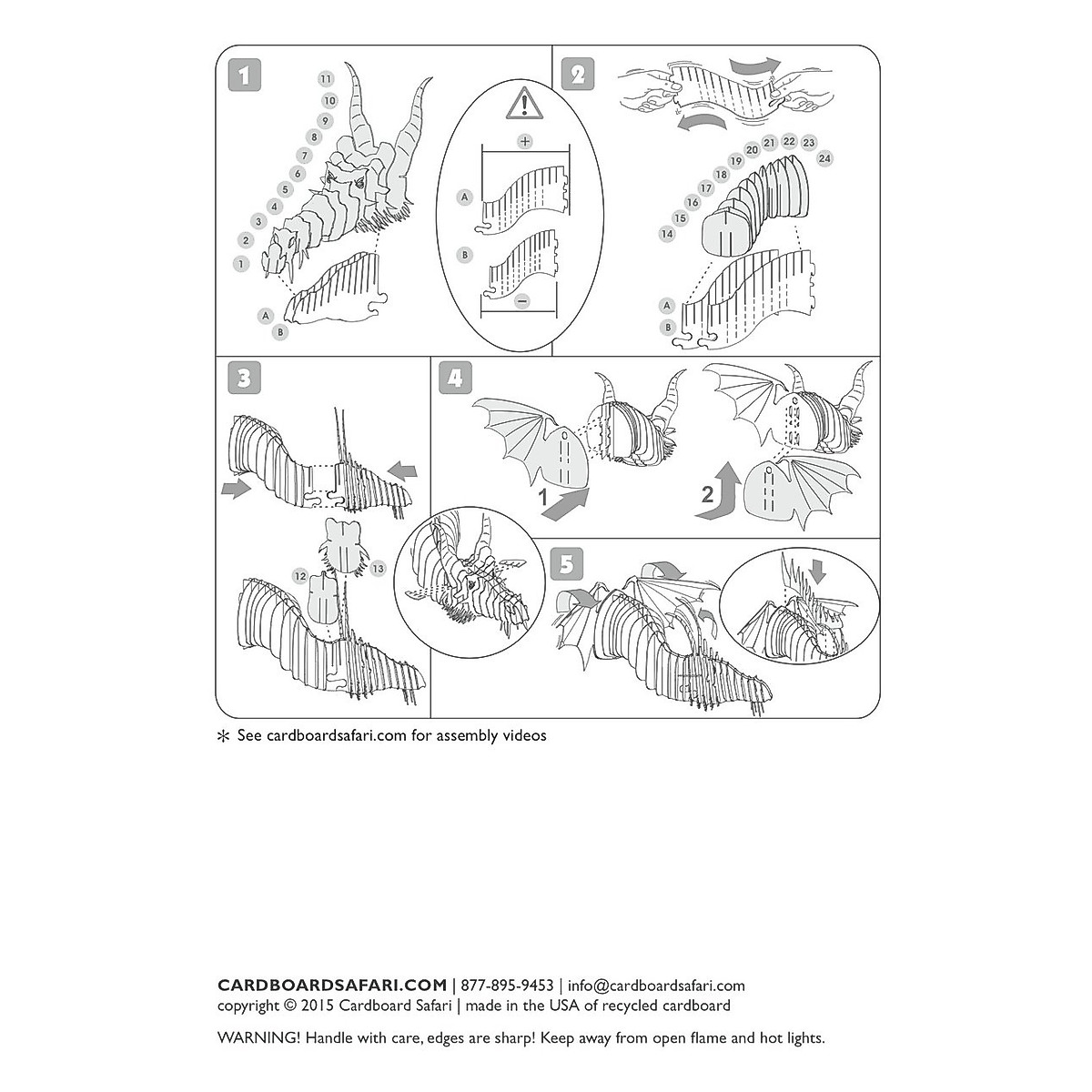 Cardboard Safari Recycled Cardboard Animal Taxidermy Dragon Trophy Head, Nikita White Small