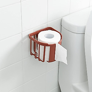 Toilet Paper Holder, Wall Mounted Bathroom Roll Tissue Wire Basket Toilet Paper Basket Self Adhesive Bathroom Storage Rack for Home Hotel(White)