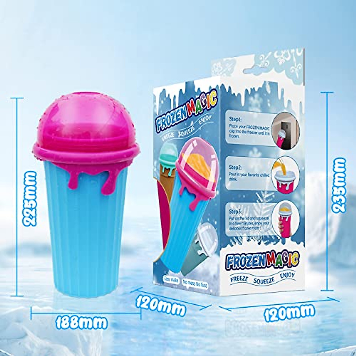 Ludou Slushy Maker Cup 500ml - Slush Cup Frozen Magic Smoothies Maker for Home Ice Cream Milk Shake with Straw Spoon