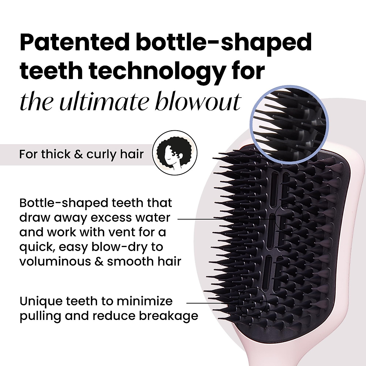 Tangle Teezer Large Ultimate Blow Dry Brush, Vented Hair Brush for a Quick & Easy Blowout, Adds Volume & Lift, for Thick & Curly Hair Types, Tickled Pink