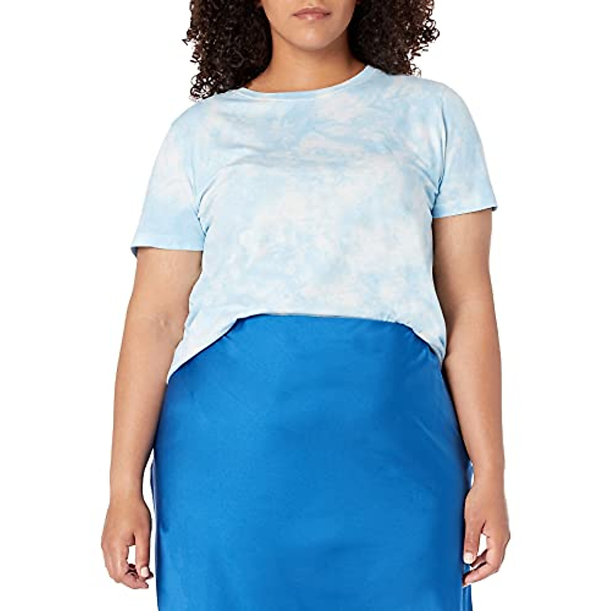 The Drop Women's Courtney Short Sleeve Tiny Crew Neck Jersey T-Shirt Shirt, -Sky Blue Tie Dye, S