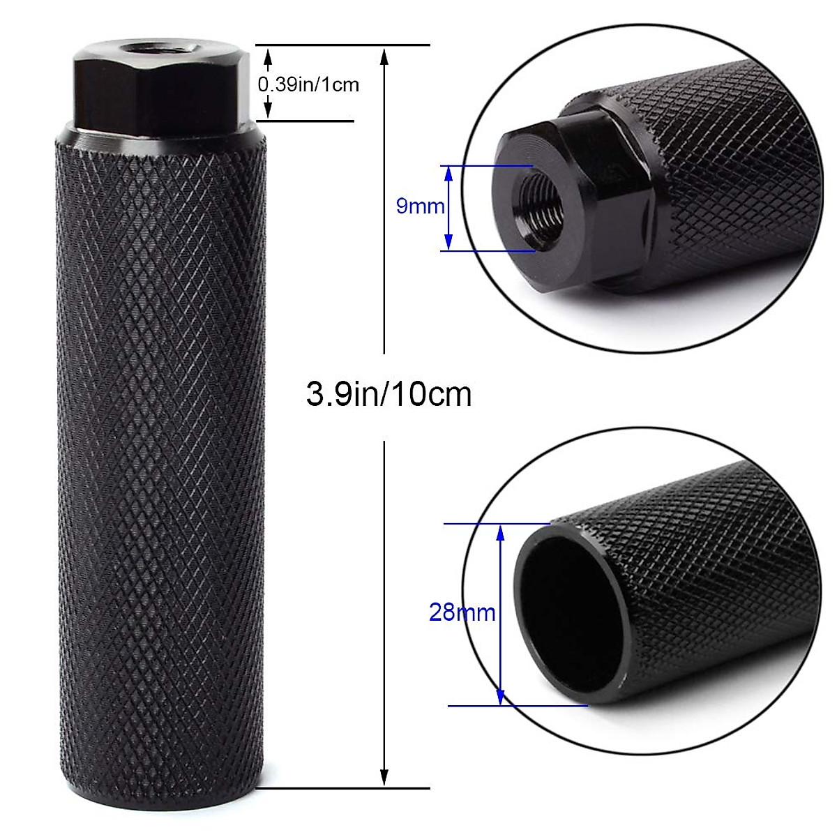 Vuwuma Amotor Bike Pegs Aluminum Alloy Anti-Skid Lead Foot Bicycle Pegs BMX Pegs for Mountain Bike Cycling Rear Stunt Pegs Fit 3/8 inch Axles (Black) 11