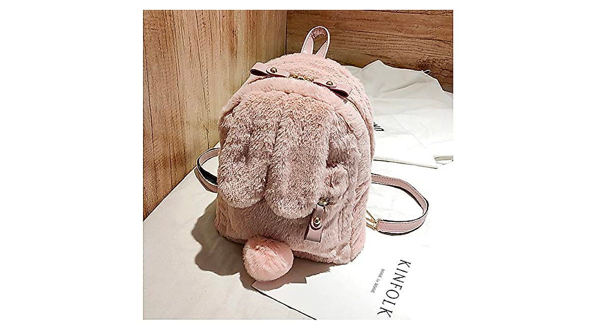Mellshy Cute Rabbit Ears Fluffy Backpack - School & Travel