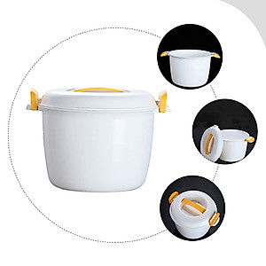 Microwave Cooker Microwave Rice Cooker Rice Steamer: Round Microwave Food Container Microwaveable Rice Pasta Cooker Includes Spoons Microwave Rice Steamers for Rice Chicken Pasta 2L Soup (Color : Yel