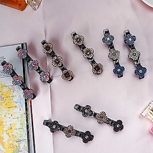 Hair Clips Accessories for Women Girls - 8-Pack Sparkling Crystal Stone Braided Hair Clips, Four-Leaf Clover Chopped Hairpin Duckbill Clip with 3 Small Clips for Styling Sectioning