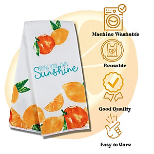 Kitchen Towels Lemon & Watermelon Home Collection 2Pcs Printed Summer Spring Absorbent Tropical Bar Dish Hand Decoration Bathroom Towel 15x25in Drying Soft Feel 100% Polyester Cooking Baking Gifts Set