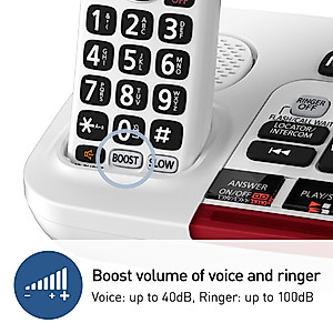 Panasonic Amplified Cordless Phone KX-TGM420W with Enhanced Noise Reduction and Digital Answering Machine - 1 Handset (White)