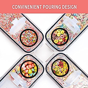 PRAKI Large Dry Food Storage Containers with Lids, 6PCS Airtight Cereal Containers Storage Set, Leak-proof Canister Set for Kitchen Pantry Organization with 20 Labels & Marker (4L Black)