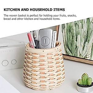 SHERCHPRY Woven Desktop Baskets Small Bamboo Basket Pencil Holder Rustic Chopsticks Caddy Fork Spoon Knife Holder Flatware Utensil Caddy Chinese Tea Tool Holder Utensil Holder