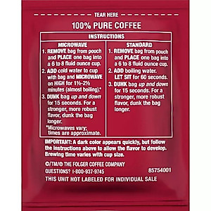 Folgers Coffee Singles Classic Roast Medium Roast Coffee, 19 Count (Pack of 12)