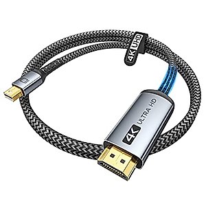 Warrky 4K Mini DisplayPort to HDMI Cable, [Aluminum Shell, Nylon Braided] UHD Thunderbolt to HDMI Cable 6.6ft, Compatible for MacBook Air/Pro, Surface Pro/Dock, Monitor/TV/Projector More- Grey
