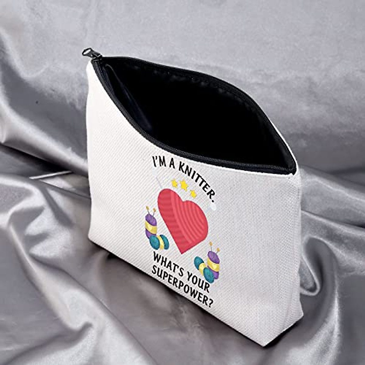 MEIKIUP Funny Knitter Makeup Bag Yarn Storage Crochet Bag for Knitting Stuff Gift for Sewing Quilting Lover (Knitter Makeup Bag)