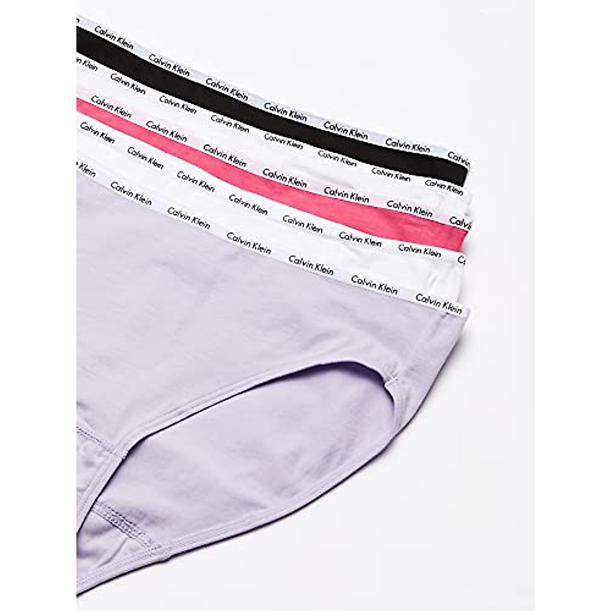 Calvin Klein Women's Cotton Stretch Logo Multipack Bikini Panty, White/Black/Lovely/Electric Pink, Small