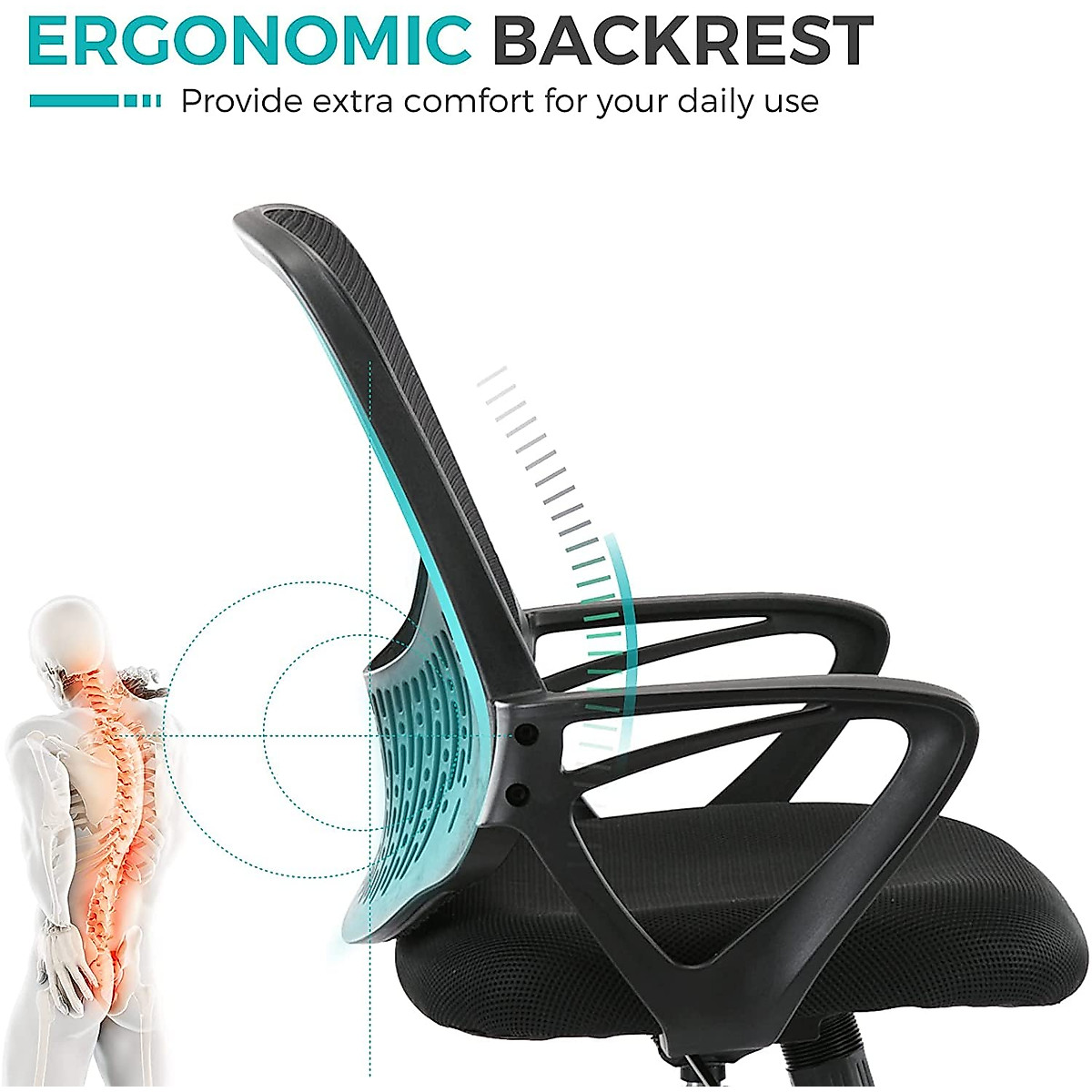 Office Chair Ergonomic Computer Chair Mesh Back Desk Chair Mid Back Task Chair with Armrests/Height Adjustable for Home Office Gaming