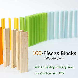 ICEKO KN 100pcs Classic Wooden Building Blocks Set,Solid STEM Building Toys for Kids, Preschool Learning Montessori Toys for Toddlers, Boys & Girls Birthday Gift (Log Color)