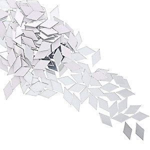 Juvale 150 Pack Self Adhesive Mirror Tiles for Crafts, Mini Diamond Shaped Peel and Stick Mosaic Pieces for Wall Decor (1 x 0.5 in)