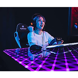 EUREKA ERGONOMIC RGB LED Gaming Desk, Music Sync Lights Up Tempered Glass Desktop, 55" GTG I55 Computer Table W Controller Rack 4 USB Charging Ports School Student Gift for Home Office, APP Control