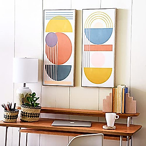 Main + Mesa Woven Jute Baskets with Liner, Black/Cream, Set of 2 Sizes