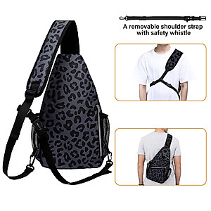 MOSISO Sling Backpack,Travel Hiking Daypack Leopard Grain Rope Crossbody Shoulder Bag & Removable Strap, Black