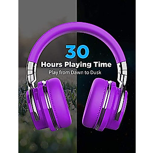 Active Noise Cancelling Headphones Bluetooth Headphones with Microphone Deep Bass Wireless Headphones Over Ear, Comfortable Protein Earpads, 30 Hours Playtime for Travel/Work (DarkViolet)