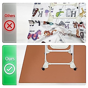 Splat Mat for Under High Chair, 51in PU Waterproof Dirt-Proof Anti-Slip High Chair Mat, Washable Multipurpose Splash Mat Floor Protector Tablecloth Portable Picnic Mat (Brown)