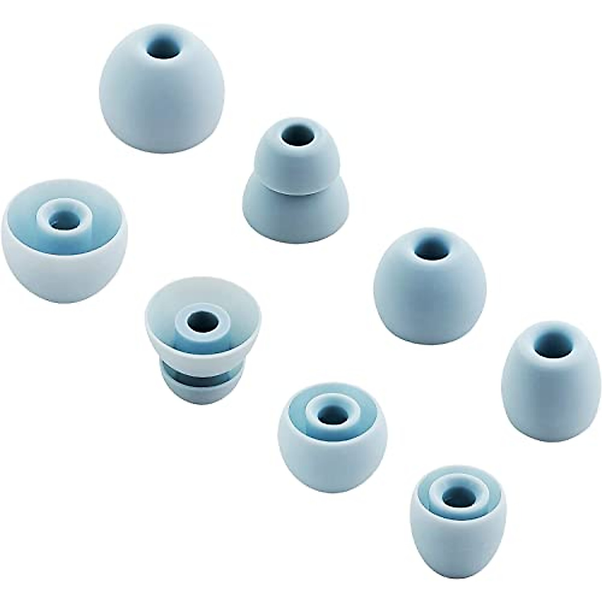 Rayker Ear Tips Compatible with Powerbeats Pro, Soft Silicone Earbud Tips Eartips, S/M/L/ Double Flange Sizes Include, Compatible with Powerbeats Pro PB Pro, 8 Pairs, Glacier Blue