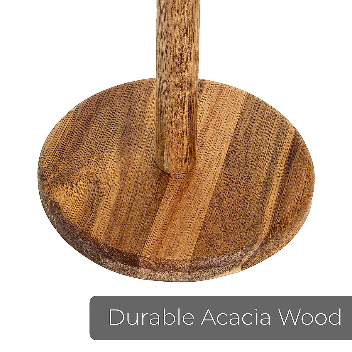 Smart Design Wood Paper Towel Holder - Fits Standard Size Paper Towel Rolls - Kitchen Countertop Stand, Bathroom Organizer Rack, Standing Dispenser - Acacia