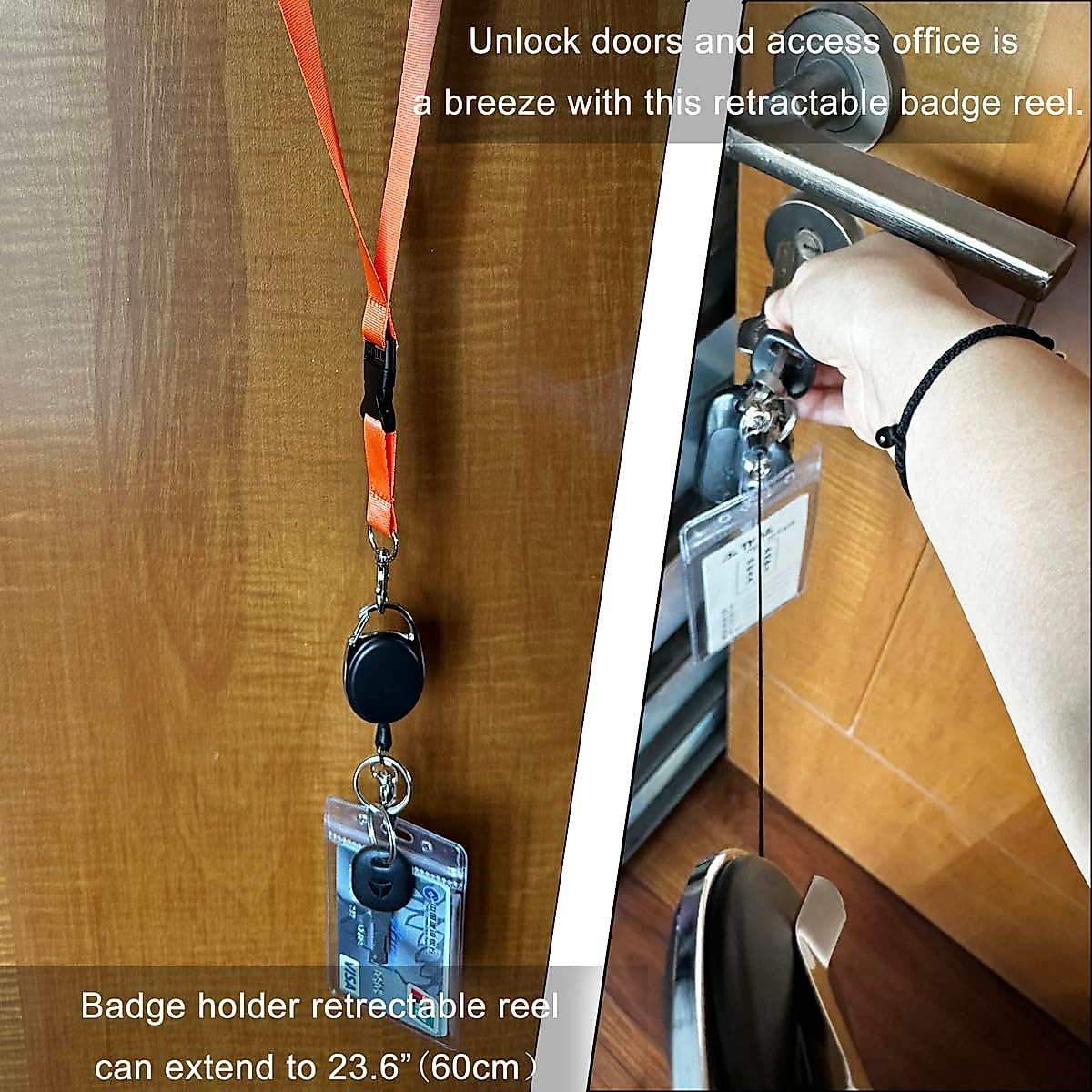 Retractable Badge Reel with Claw Clasp and Clip for Id Card Holders (2Pack)