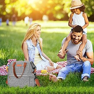 DTBG Lunch Bags for Women Wide Open Insulated Lunch Box With Double Deck Large Capacity Cooler Tote Bag With Removable Shoulder Strap Lunch Organizer For Men/Outdoor/Work(Grey)