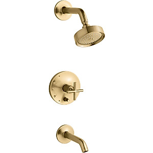 Purist Rite-Temp Bath And Shower Trim With Cross Handle And 2.5 Gpm Showerhead