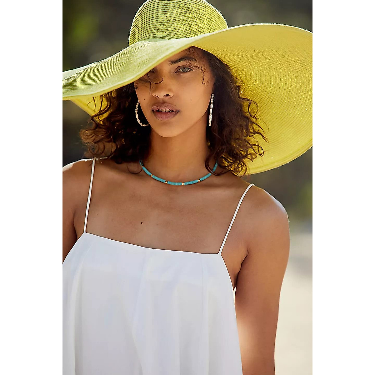 POTESSA Turquoise Beaded Choker Necklace for Women Tiny Boho Hawaiian Seed Bead Beach Necklace Jewelry