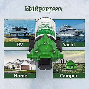 RVGUARD Fresh Water Pump, 12V DC Self Priming Diaphragm Water Pump, 3.5 GPM with Strainer Filter, Adapters, for RV, Yacht, Garden, Camper