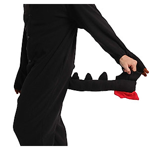 dressfan Animal Black Dragon Onesie Cosplay Costume Christmas Halloween Pajamas for Unisex Adults Teens Girls Boys