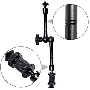 WANBY 11 Inch Articulating Friction Magic Arm & Large Adjustable Super Clamp Pliers Clip with 1/4" and 3/8" Thread for DSLR Camera Rig, LCD Monitor, LED Flash Lights (Arm & Clamp)