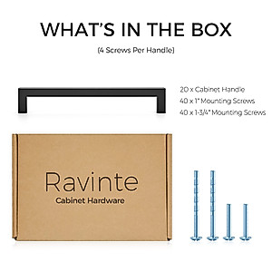 Ravinte 20 Pack 7-1/2 Inch Kitchen Square Cabinet Handles Matte Black Cabinet Pulls Black Drawer Pulls Kitchen Cabinet Hardware Kitchen Handles for Cabinets Cupboard Handles Drawer Handles