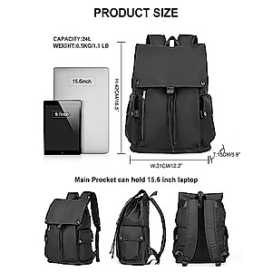 Black School Backpack for Women Men,Middle High School Bookbag Fashion School Backpack for Teens Girls Boys 15.6Inch Waterproof College Students Backpack Lightweight Small Casual Laptop Backpacks