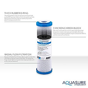 Aquasure Pioneer Series 1 Micron Solid Coconut Shell Carbon Block Water Filter - 10" x 2.5"