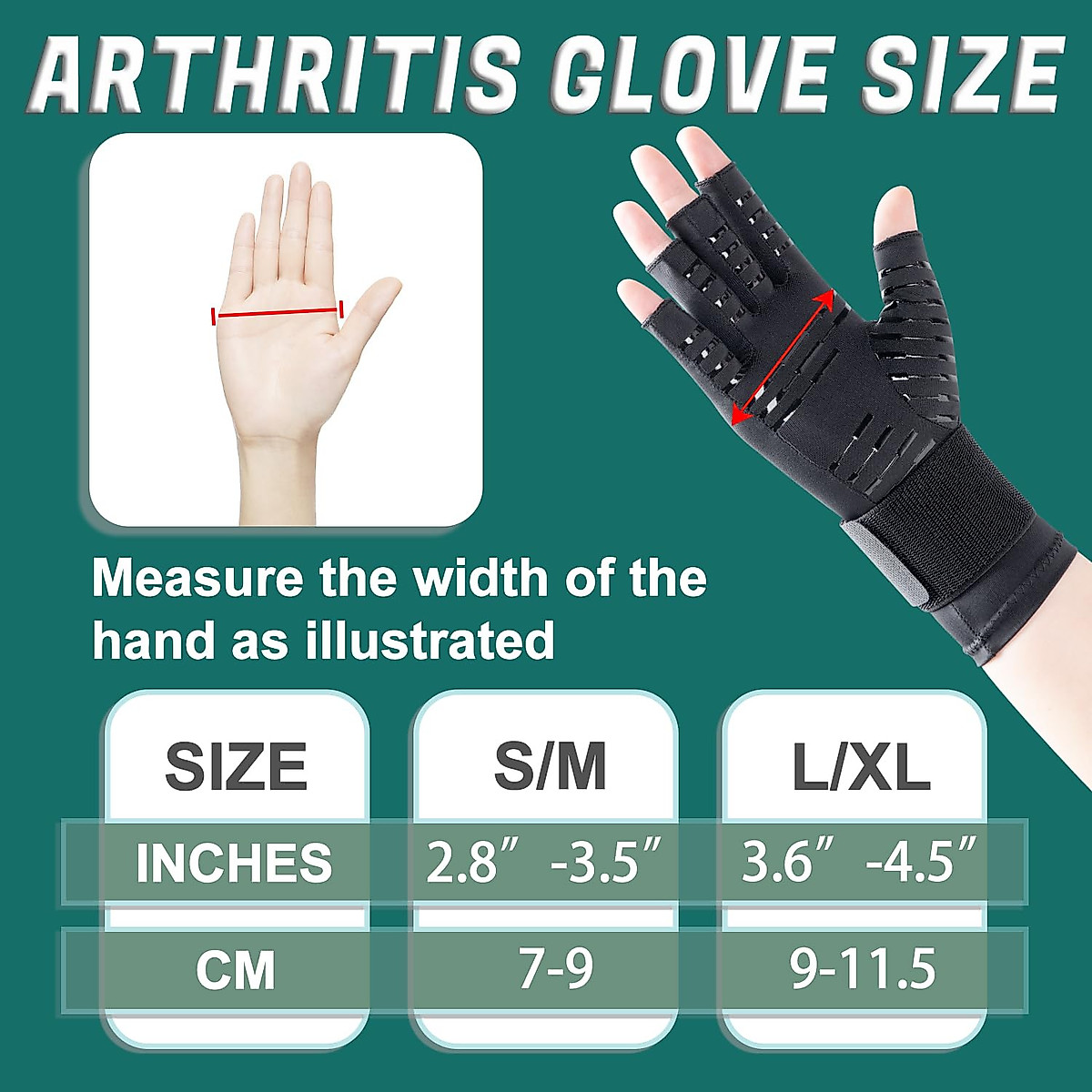 Dr.Welland Medical Arthritis Gloves with Strap, Best Open Finger Glove Hand Wrist Support for Rheumatoid Arthritis