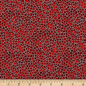 Hoffman Fabrics Classic Christmas Metallic Holly Berries Red/Silver Fabric by the Yard