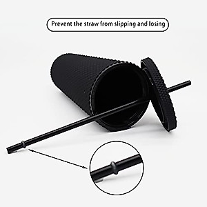 AQUAPHILE 24Oz Matte Studded Tumbler with Reusable Straw and Leak Proof Lid Water Cup Travel Mug Coffee Ice Water Bottle Double Walled Insulated Tumbler BPA Free(Black)