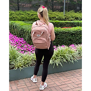 RUVALINO Diaper Bag Backpack, Multifunction Travel Pack Maternity Baby Changing Bags, Large Capacity, Waterproof, Pink