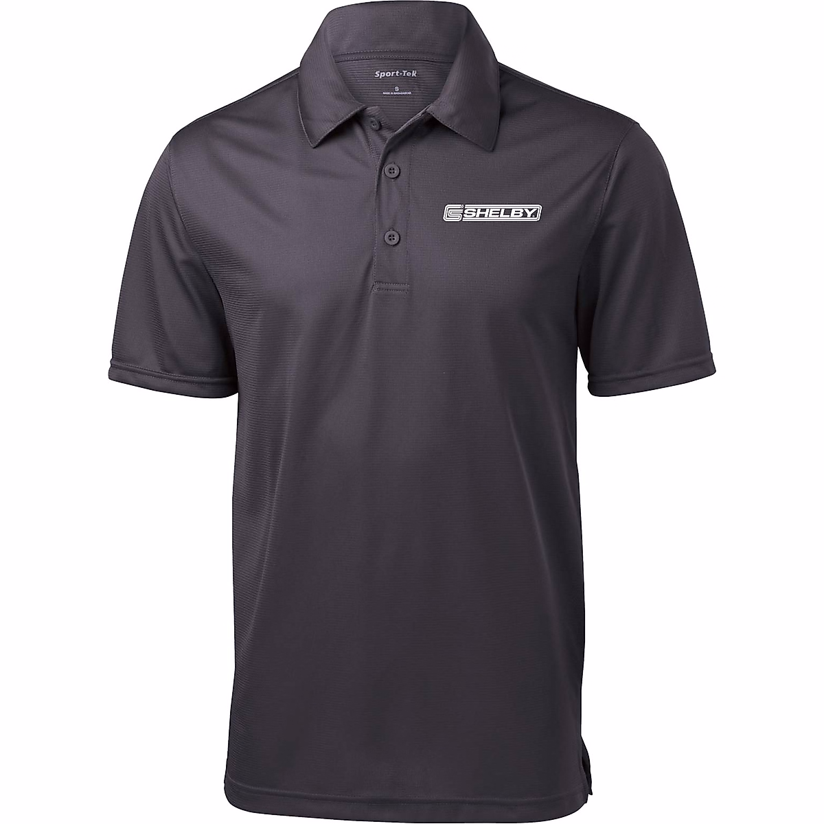 Ford Mustang Shelby Crest Pocket Print Textured Polo, Iron Grey Small