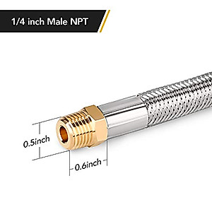 WADEO 15 inch Stainless Braided RV Propane Pigtail Hose with Type 1 Connection - Acme x 1/4 Male NPT for BBQ, RV and Camping Needs or Having an Outdoor Cooking, 2 Pack, Includes Thread Seal Tape