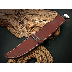 JNR Traders Handmade Dundee Bowie Knife Full Tang Hunting Knife, Large Bowie Knife with Sheath 17 inch Mirror Polished Carbon Steel Blade 3685